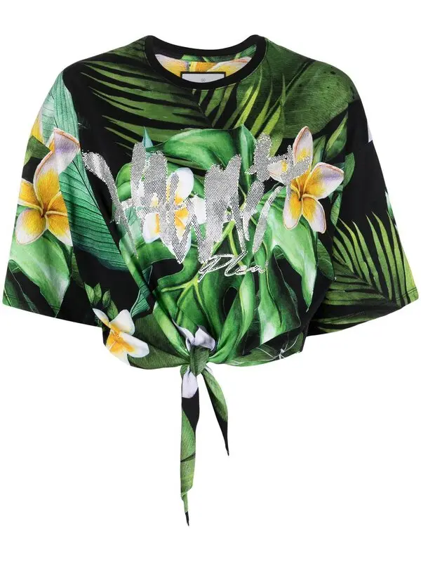 Philipp Plein Floral-print Cropped T-shirt