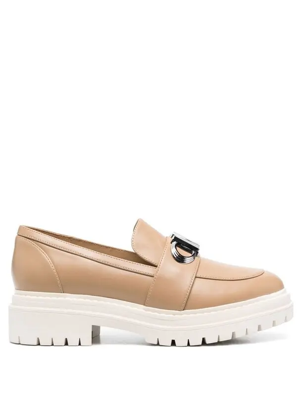 Michael Kors Parker Logo-plaque Leather Loafers - Brown