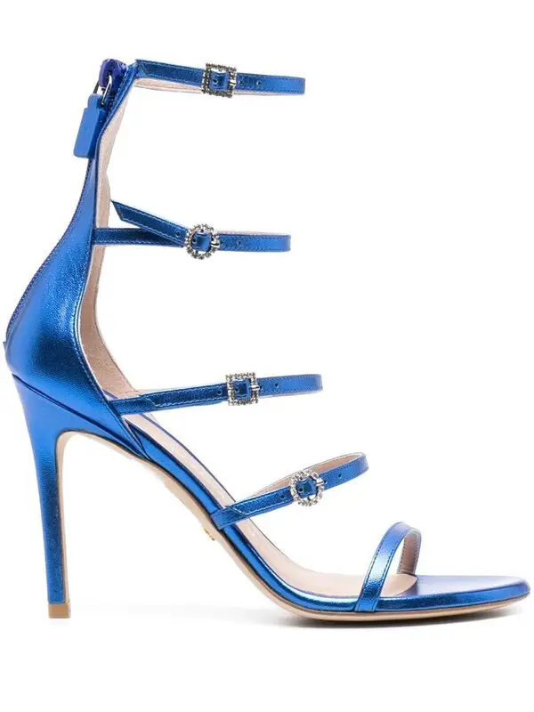 STUART WEITZMAN 100mm Crystal-buckle Metallic Sandals