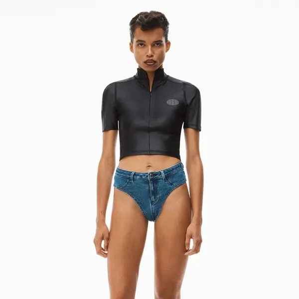 Alexander Wang Zip Rashguard In Active Tailoring - Black