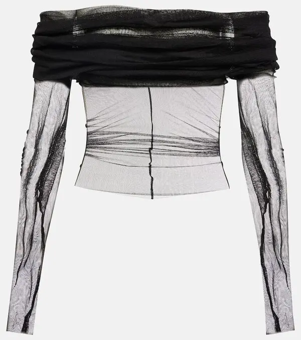 Christopher Esber Sheer Off-the-shoulder Silk Top - Black