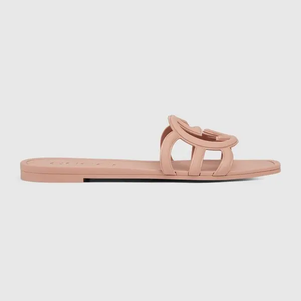 Gucci Interlocking G Rubber Slide Sandal - Brown