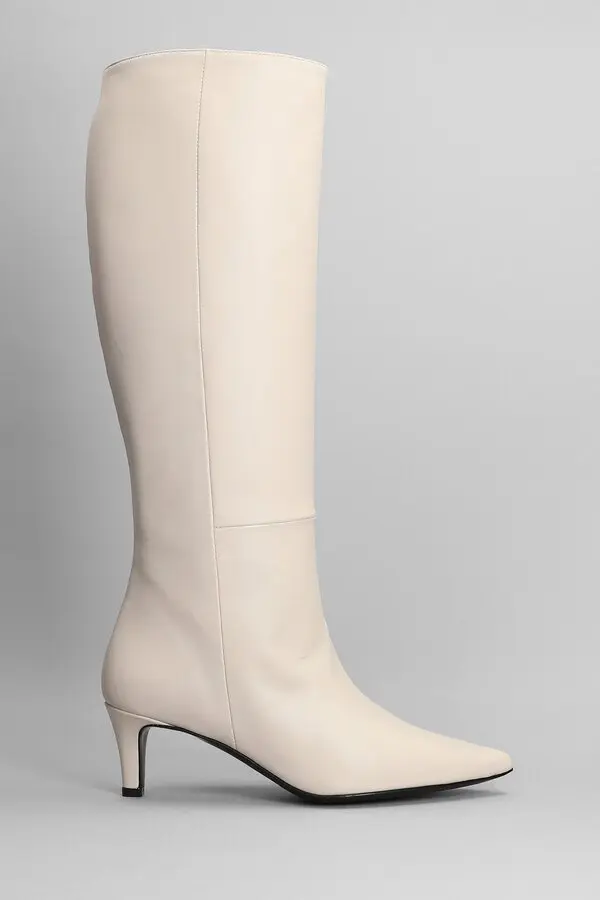 MARC ELLIS Oregon High Heels Boots In Leather - Beige | Editorialist