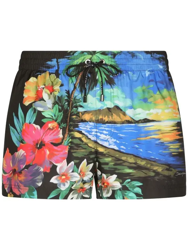 Dolce & Gabbana Graphic-print Swim Shorts