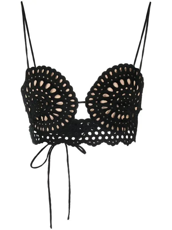Stella McCartney Broderie-anglaise Cropped Top - Black