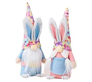 SANTA'S WORKSHOP Inc. Set/2 10' Pink And Blue Bunny Gnomes