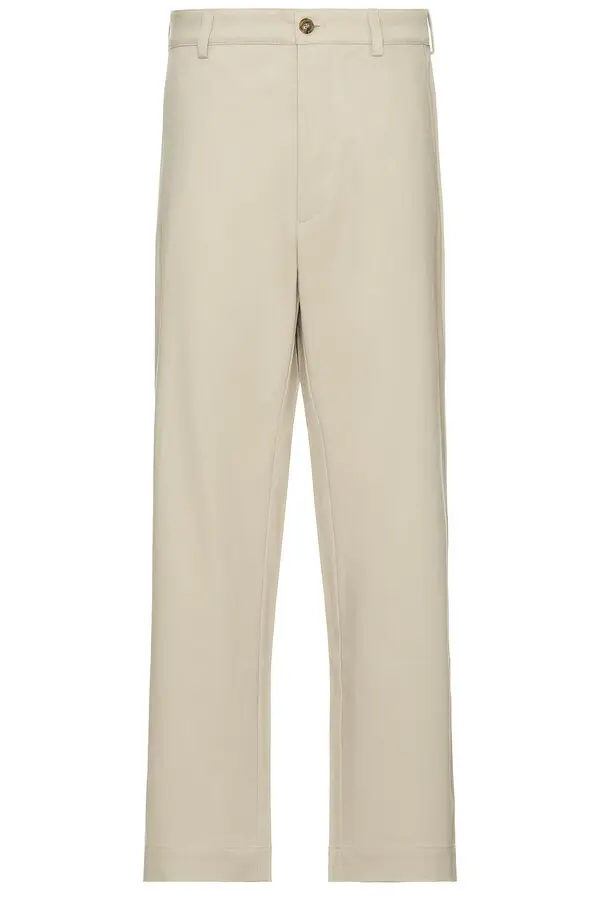 GHIAIA Chino Flat Front Pants In Beige - Sand