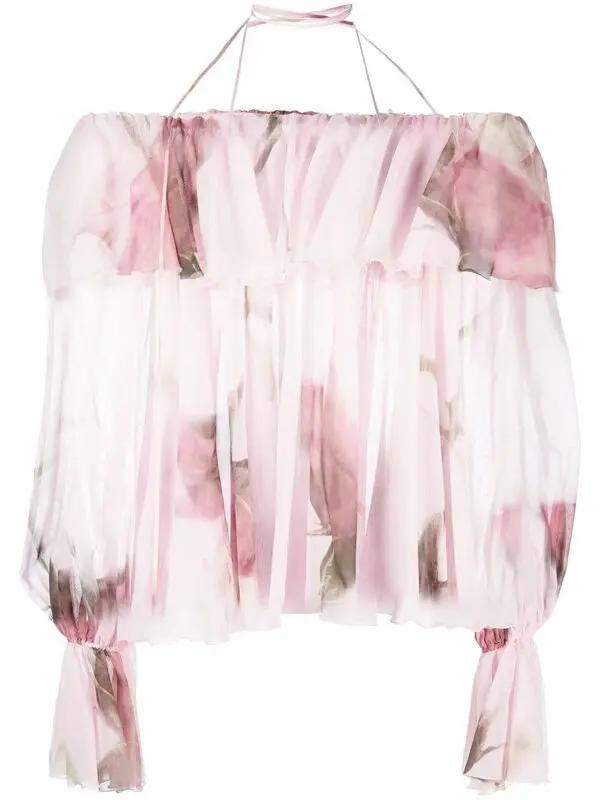 Blumarine Ruffled Floral Print Blouse
