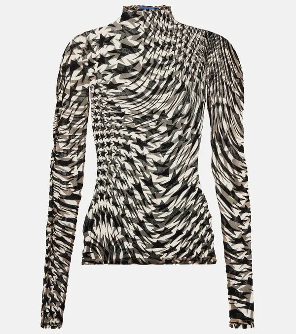 MUGLER Tulle And Velvet Top