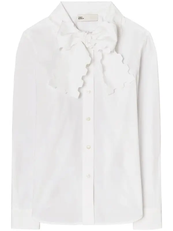 Tory Burch Scalloped-bow Poplin Blouse