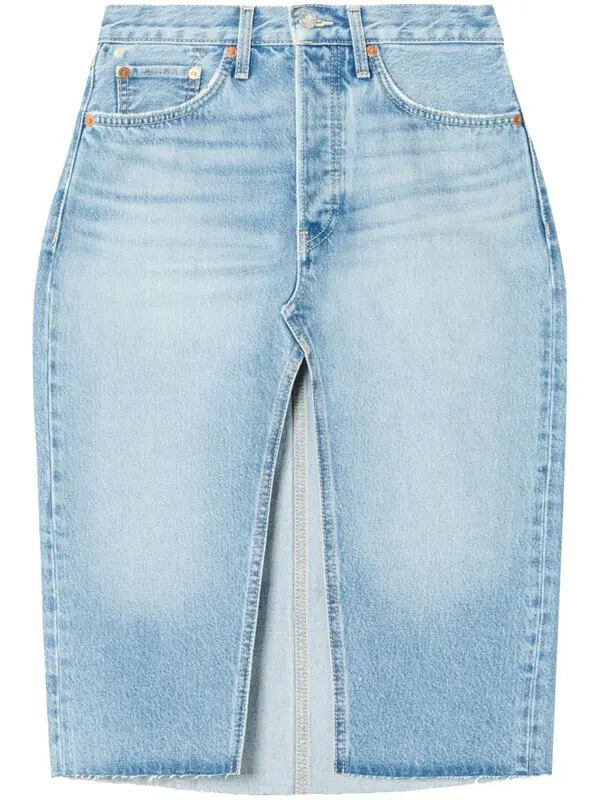 RE/DONE Organic Cotton Denim Midi Skirt