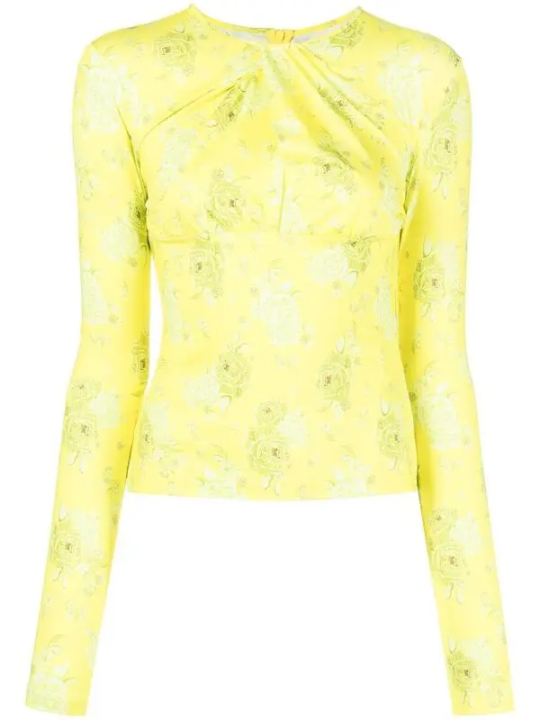 Rokh Twist-detail Rose-print Top