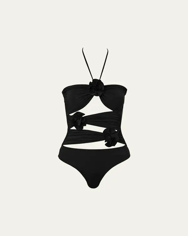 MAYGEL CORONEL Trinitaria Cutout One-piece Swimsuit - Black