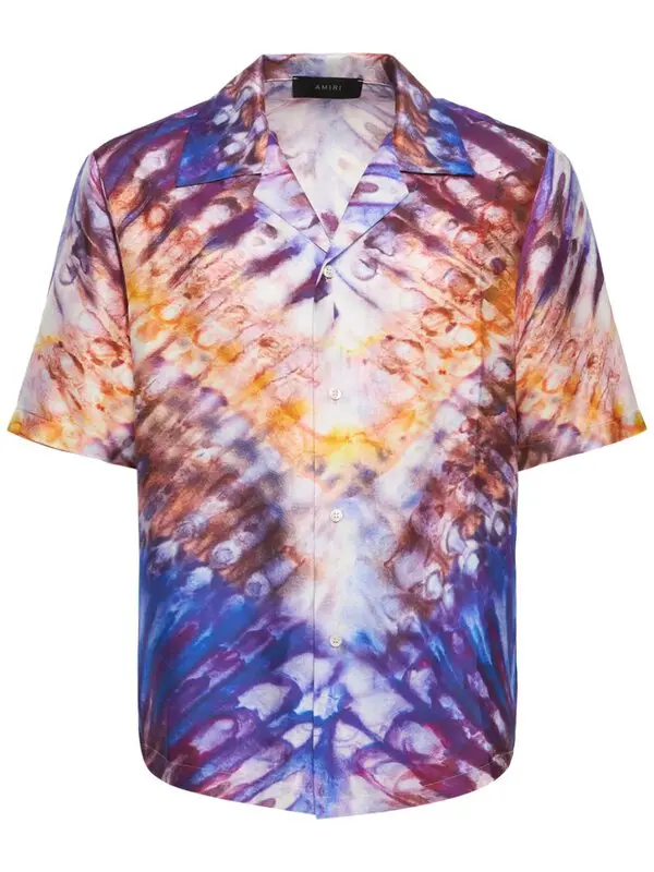 Amiri Tie Dye Bowling Shirt In Purple - 60% Off | Editorialist 