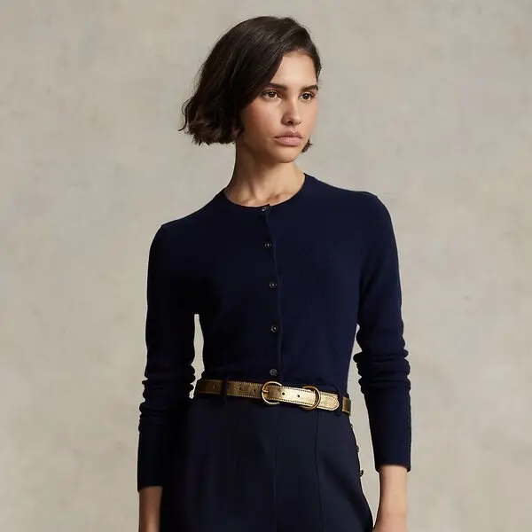 Ralph Lauren Cashmere Crewneck Cardigan - Hunter Navy