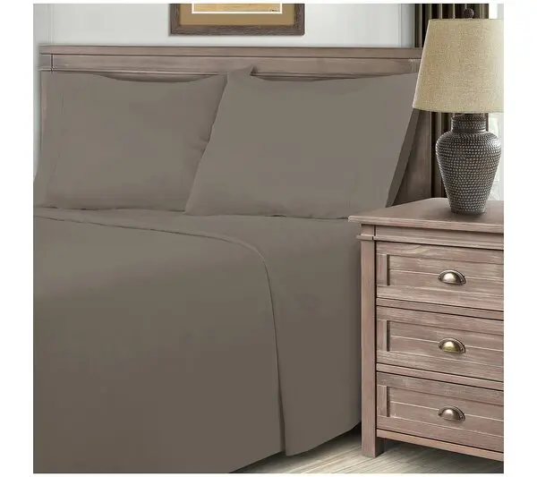 SUPERIOR Solid 600 Thread Count Cotton Blend Sh Et Set, Queen