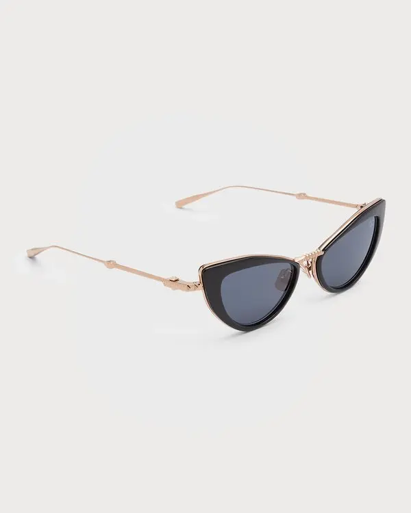 Valentino Garavani Viii Titanium And Acetate Cat-eye Sunglasses - Rose Gold Black