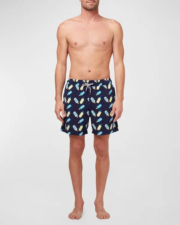 TOM & TEDDY Lollipop-print Swim Trunks - Blue & Lime