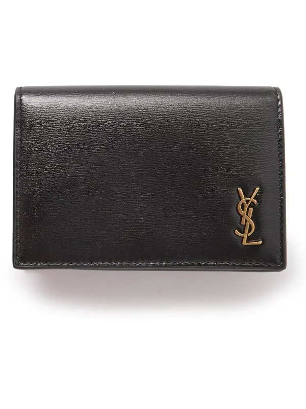 Saint Laurent Logo-appliquéd Leather Cardholder - Black