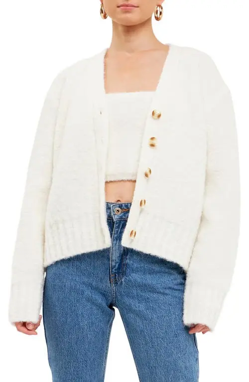 English Factory Fuzzy V-neck Cardigan