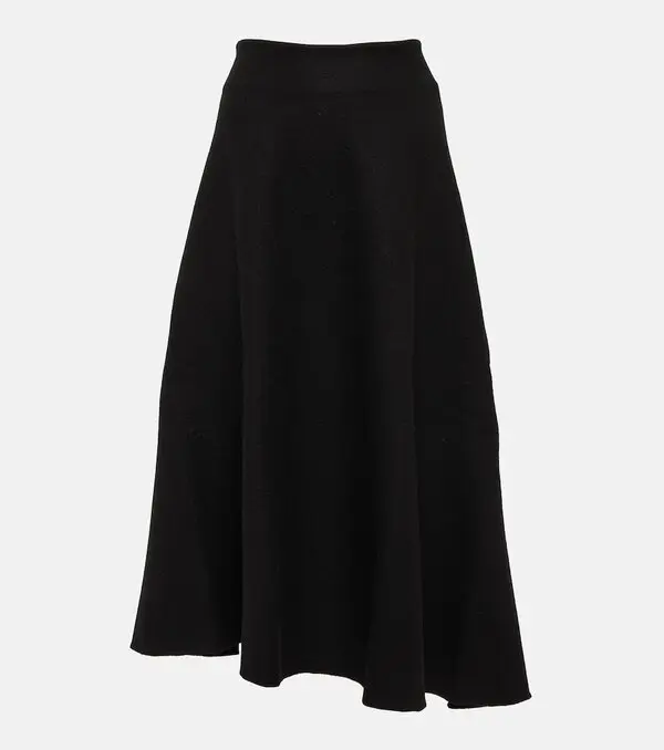 JIL SANDER Virgin Wool Midi Skirt - Black