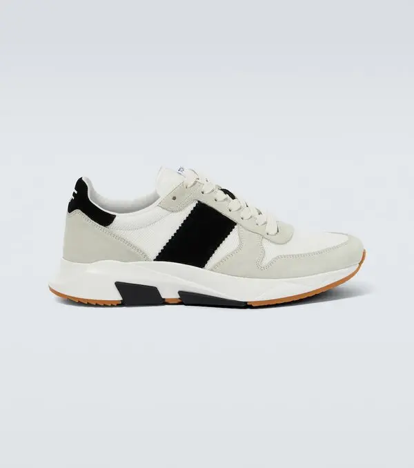 Tom Ford Jagga Suede-Trimmed Sneakers In White 20% Off