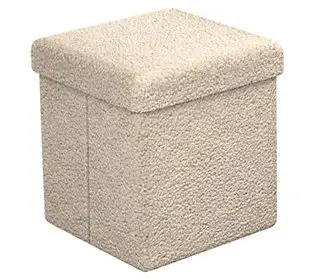 SORBUS Teddy Storage Ottoman Soft Sherpa Tuft Ed Footstool