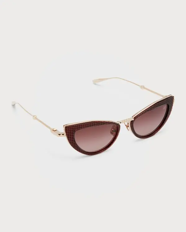 Valentino Garavani Viii Cat-eye Sunglasses - White Gold Crystal Bordeaux