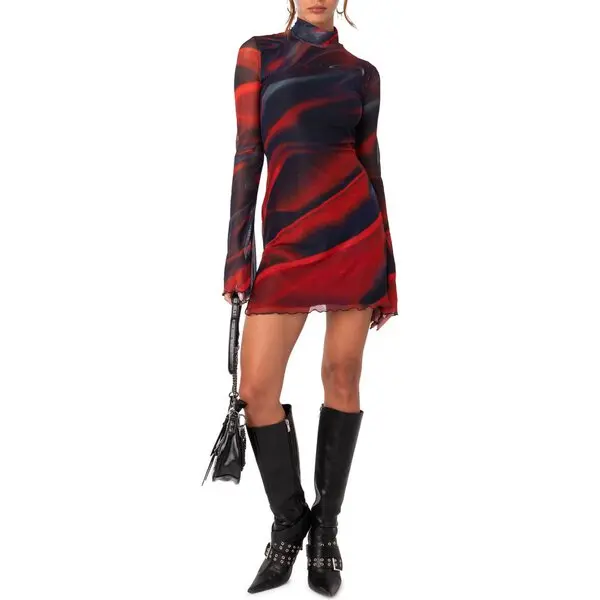 EDIKTED Sparks Fly Mesh Mini Dress