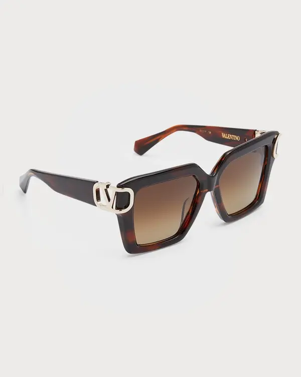 Valentino Garavani Uno Square Sunglasses - Translucent Brown