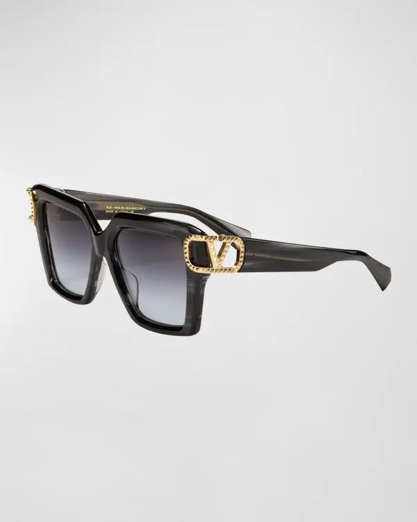 Valentino Garavani Uno Square Sunglasses - Translucent Black