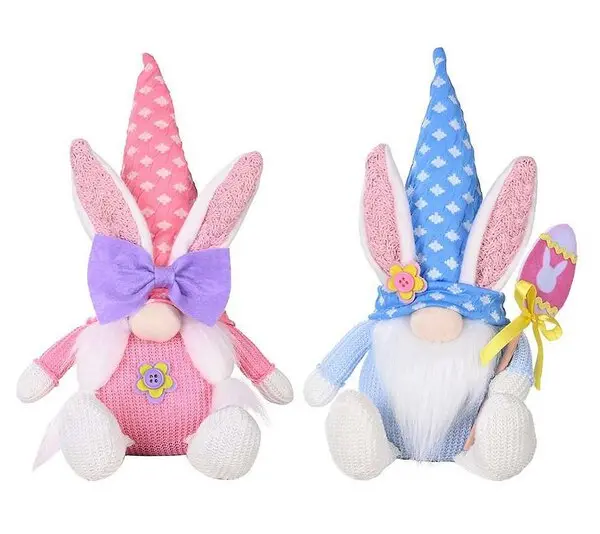 SANTA'S WORKSHOP Inc. S/2 13' Sitting Bunny Gn Omes