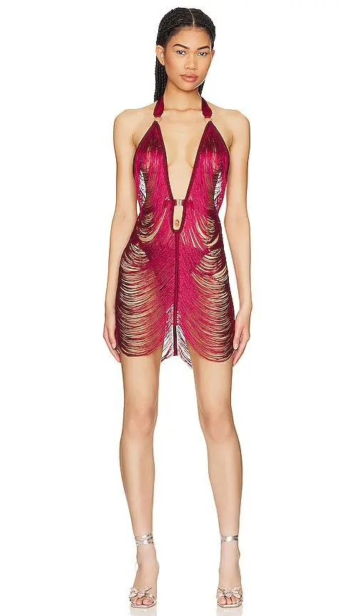 THISTLE AND SPIRE Fringe Benefits Slip In Red - Ruby