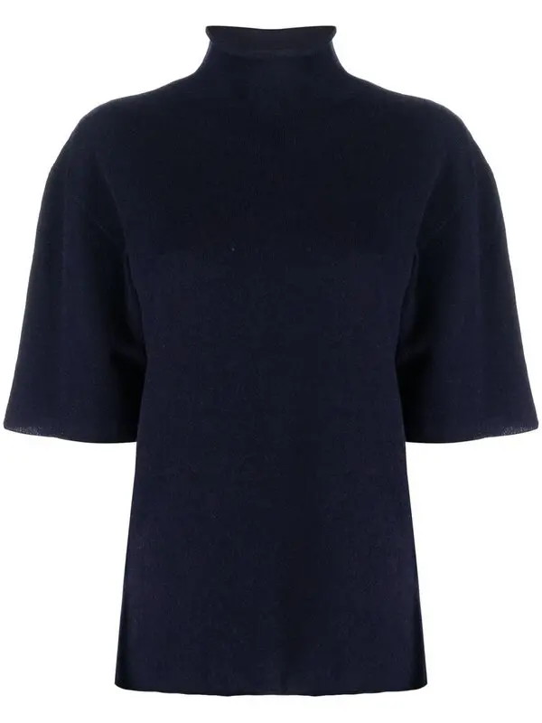 JIL SANDER Short-sleeved Knitted Top - Blue