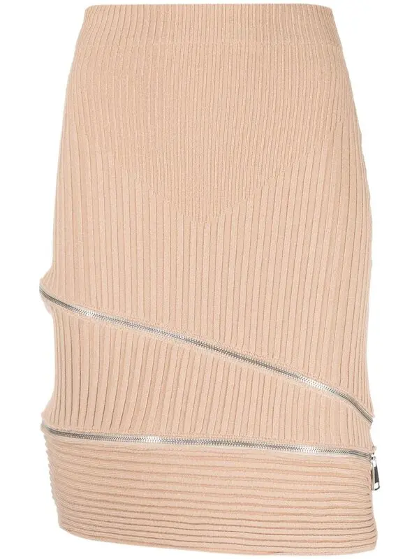 ANDREĀDAMO Ribbed Knit Skirt - Neutrals