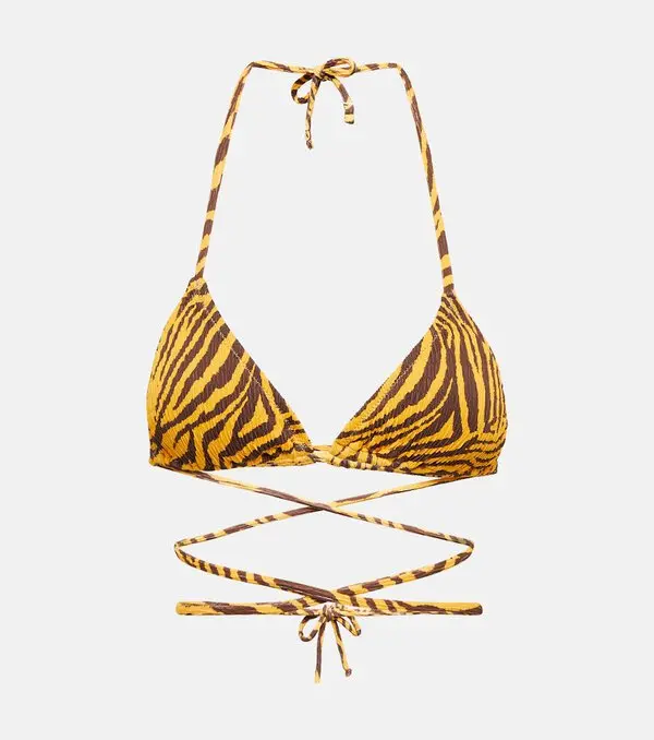 REINA OLGA Miami Tiger Print Bikini Top