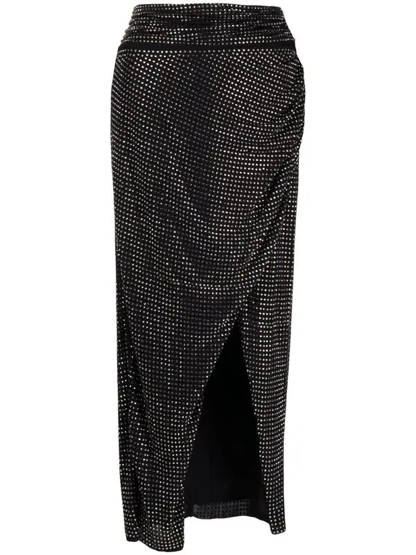 SELF-PORTRAIT Gem-embellished Draped Skirt