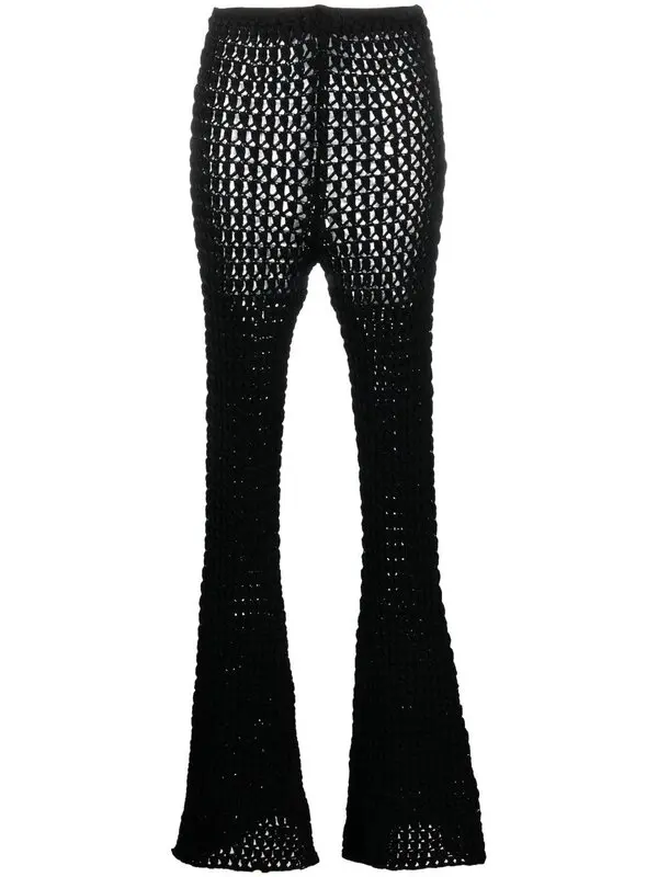 Moschino Crochet-knit Flared Trousers - Black