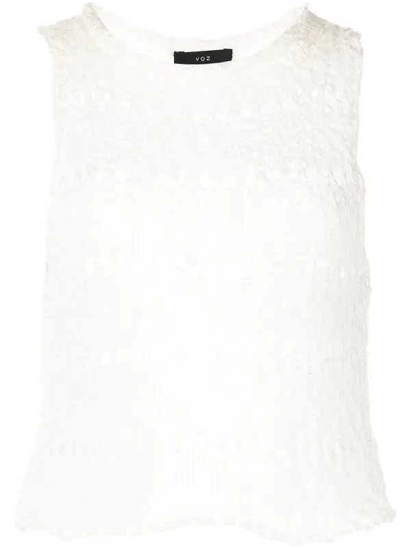 Voz Flammé Knitted Crop Top - White