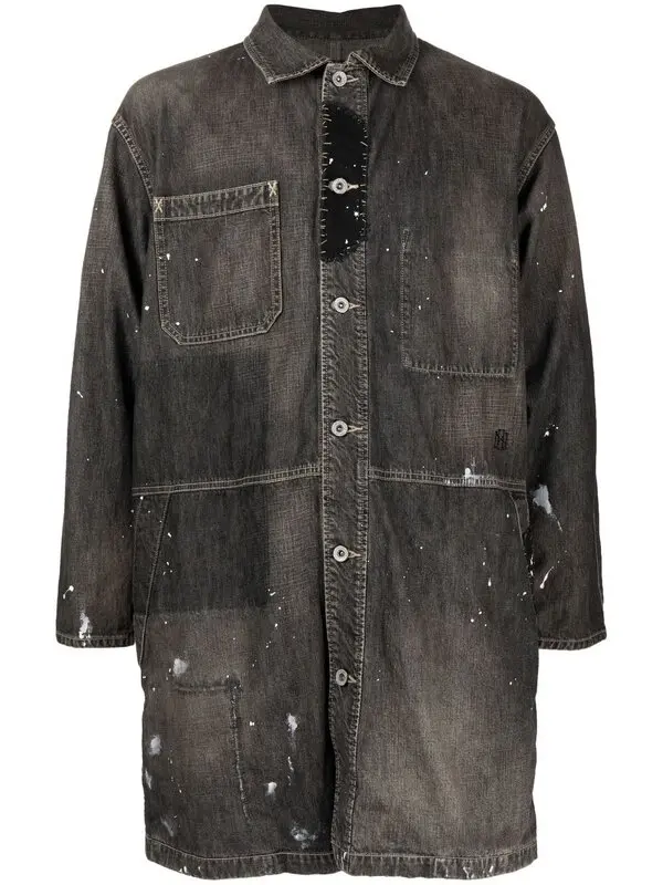 Neighborhood Paint Splatter-Print Denim Coat In Black - 32% Off ...