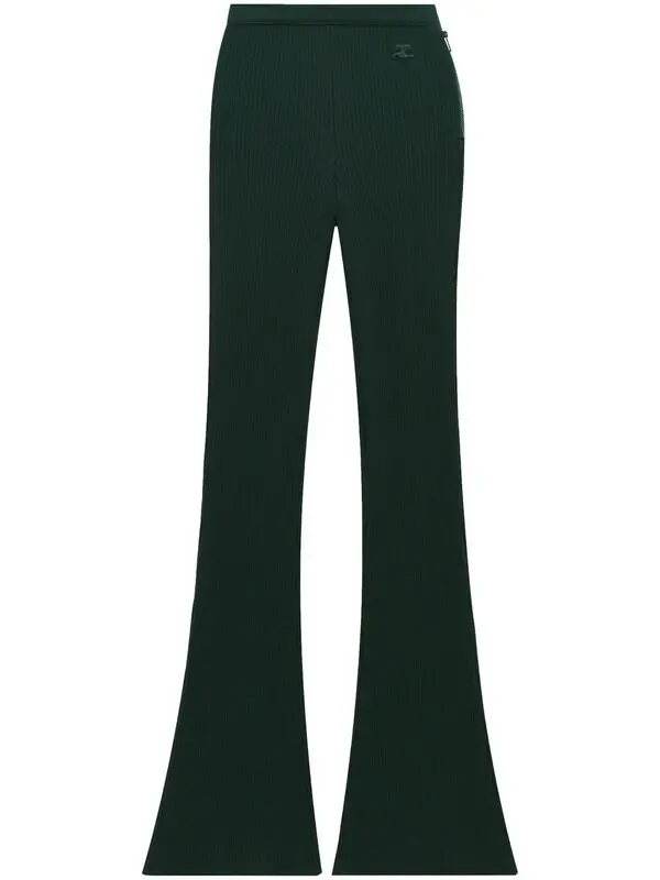COURREGES Ribbed Flared-leg Trousers - Black