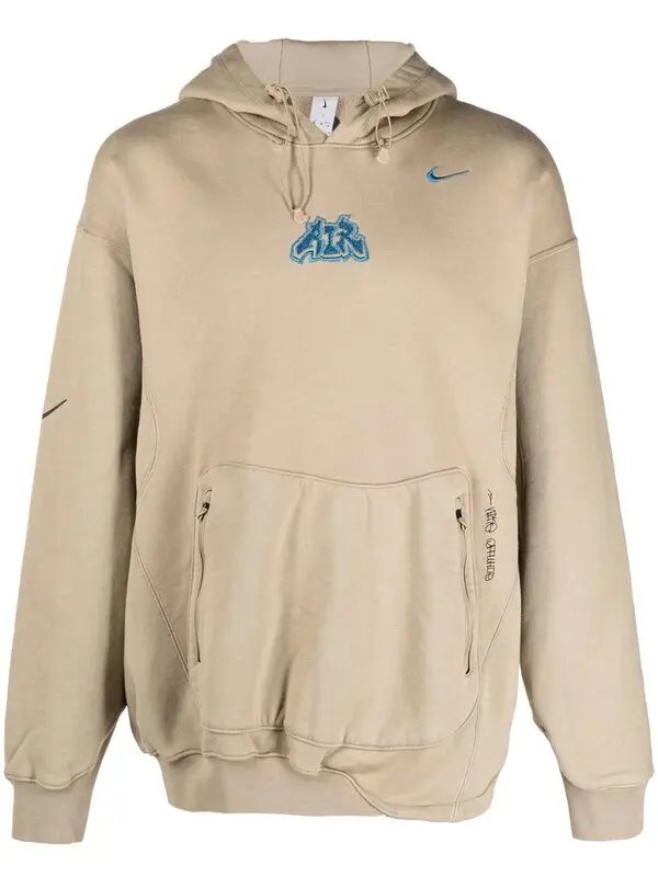 Nike X Off White Swoosh-logo Detail Hoodie - Neutrals