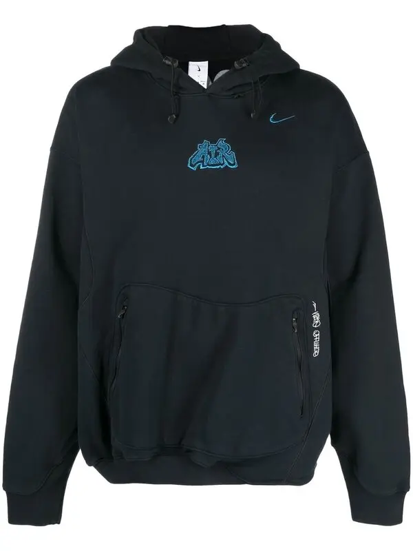 Nike X Off White Swoosh-logo Detail Hoodie - Black