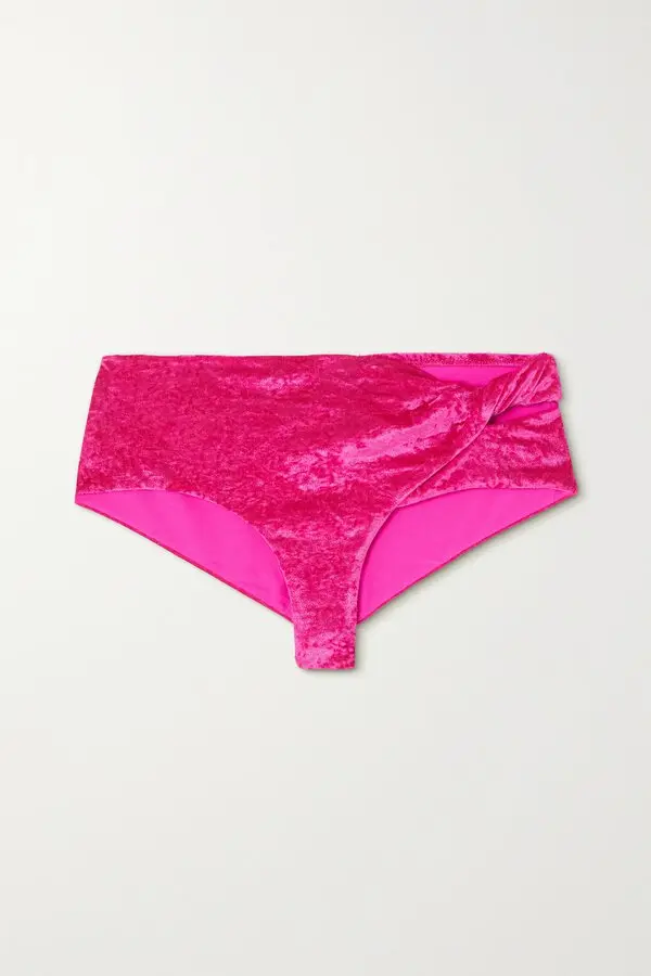 Buy Versace Twisted Stretch-velvet Bikini Briefs - Pink At 60% Off ...