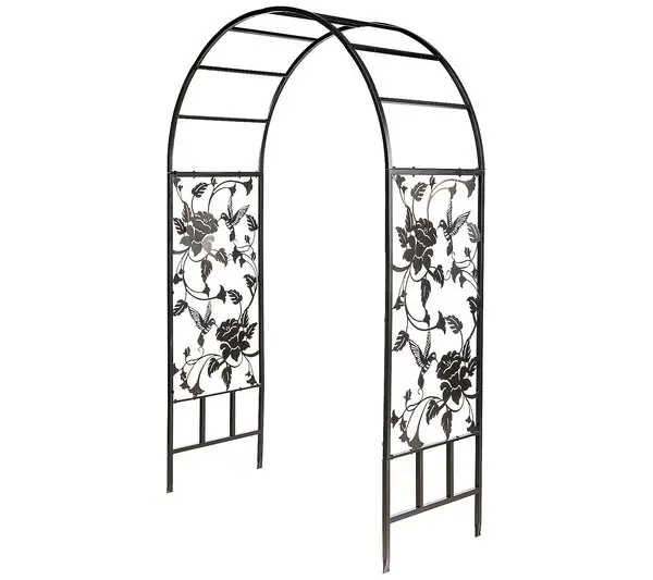 EVERGREEN Metal Arched Hummingbird Garden Arbor