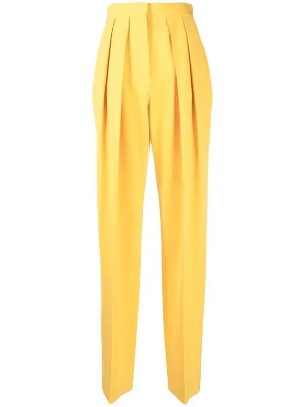 Stella McCartney Pleated Straight-leg Trousers - Yellow
