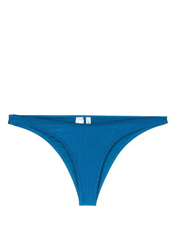 Calvin Klein Ribbed-Detail Bikini Bottoms In Blue 19% Off