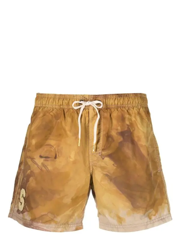 Buy Sundek Logo-patch Tie-dye Swim Shorts - Yellow At 20% Off ...