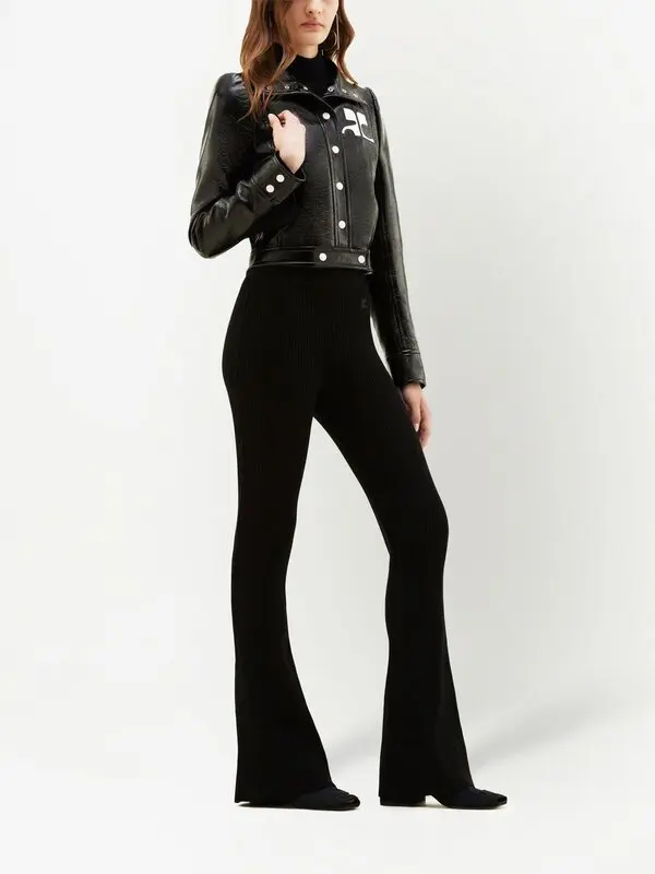 COURREGES Reediton Ribbed Flared Trousers - Black