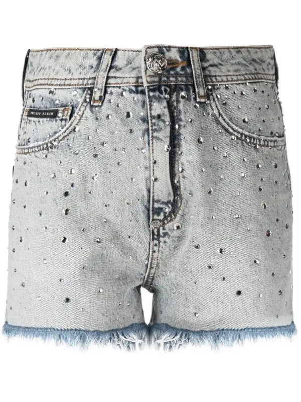 Philipp Plein Logo-patch Embellished Shorts - Blue